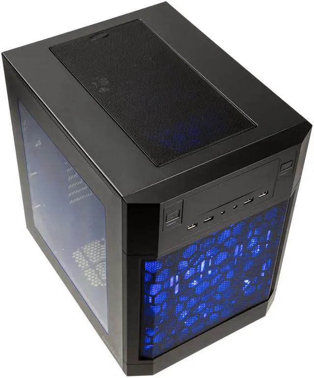 anidees AI-07BW Black Dual Chamber ATX Case - Side Window, 4 LED Fans ...