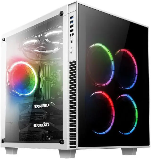 anidees AI-CL-Cube-W RGB Cube ATX Tempered Glass Gaming Case ...