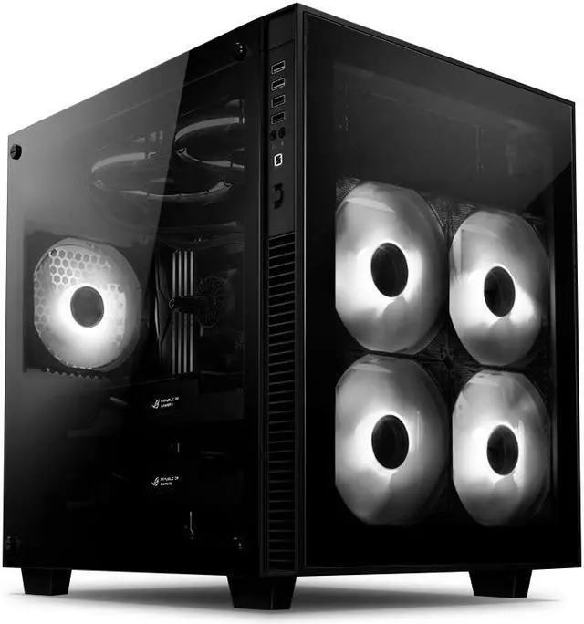 anidees AI-CRYSTAL-CUBE-PM Cube ATX Tempered Glass Gaming Case with 5 x ...