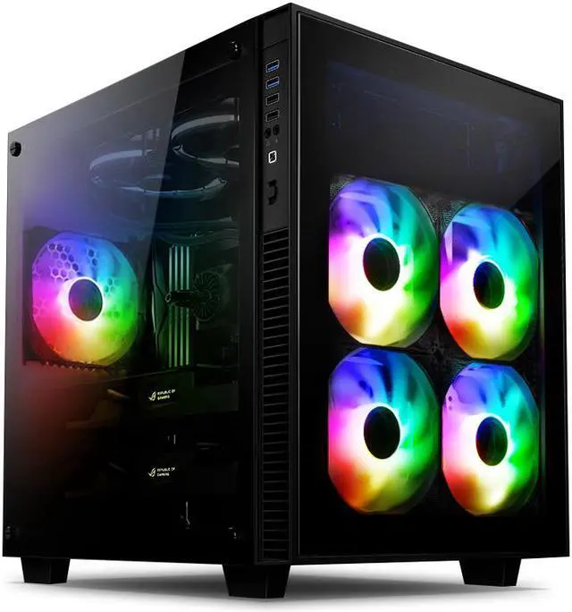 anidees AI-CRYSTAL-CUBE-PM Cube ATX Tempered Glass Gaming Case with 5 x ...