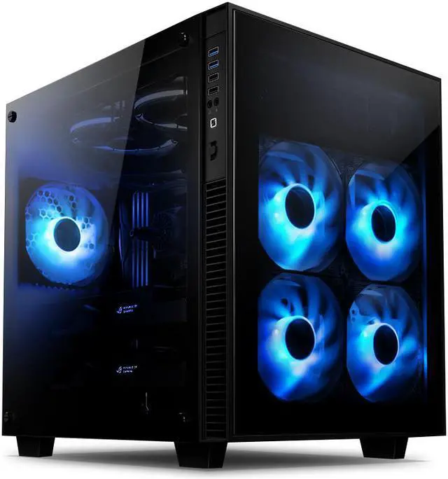 anidees AI-CRYSTAL-CUBE-PM Cube ATX Tempered Glass Gaming Case with 5 x ...