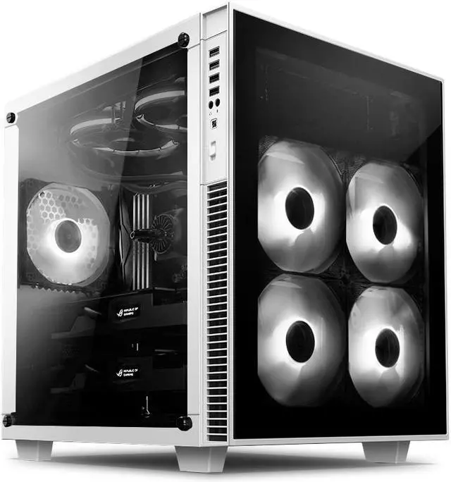 anidees AI-CL-CUBE-W-PM Cube ATX Tempered Glass Gaming Case with 5 x AI ...