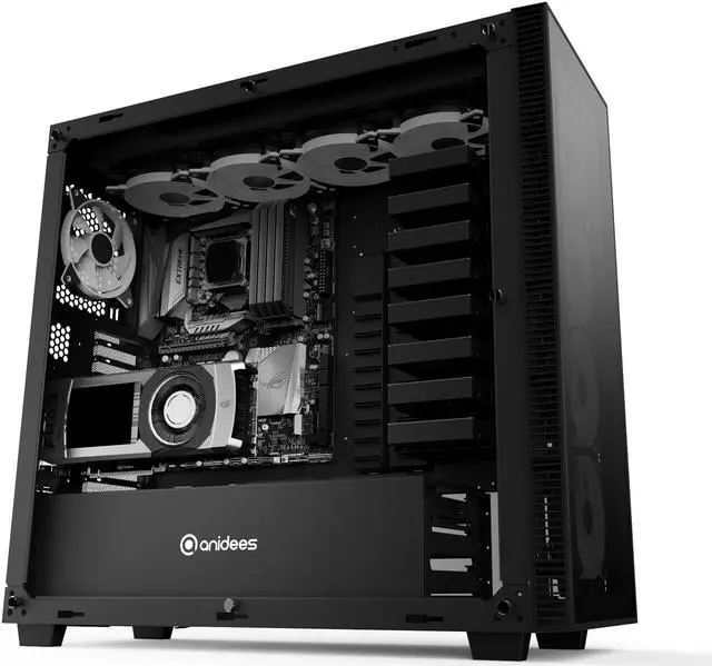 anidees AI Crystal XL AR V2 Tempered Glass Full Tower ATX Case with 5 ...