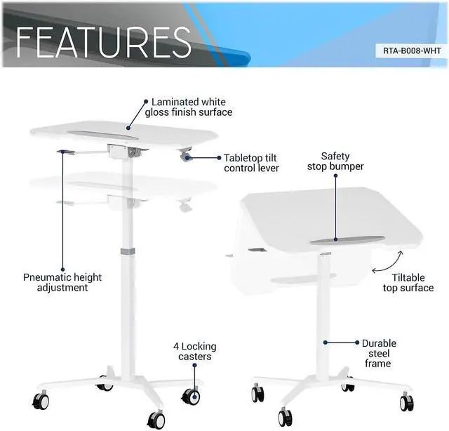 Techni Mobili Mixed Materials Mobile Presentation Cart with Lockable ...