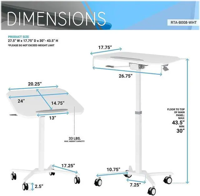 Techni Mobili Mixed Materials Mobile Presentation Cart with Lockable ...