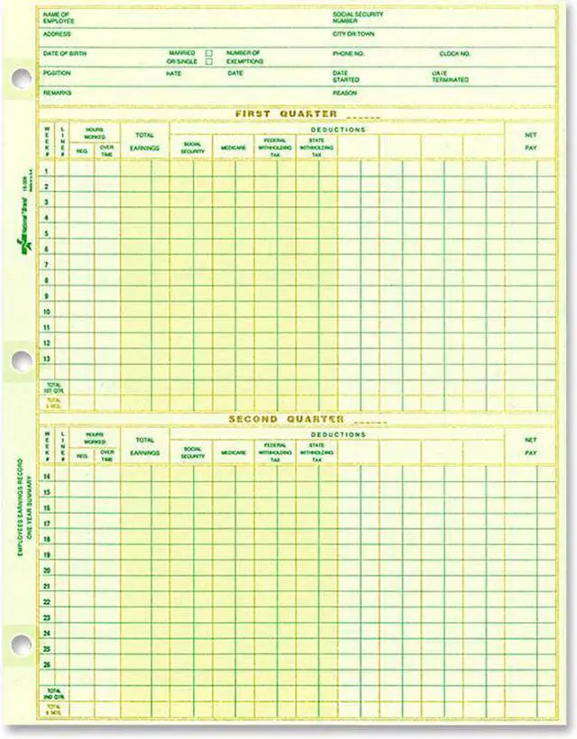 Dominion Blueline Inc National Payroll Sheet 1 Year 10-7/8"x8-1/2 ...