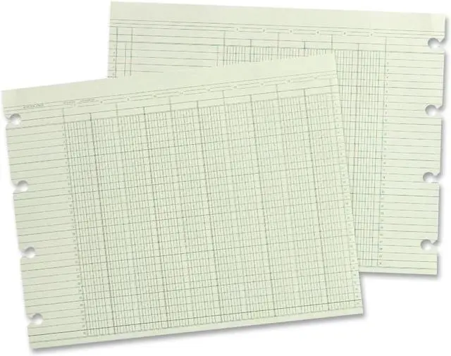 Wilson Jones Ledger Sheet 16 Col. Dbl 9-1/4"x11-7/8" 100/PK Green G1016 ...