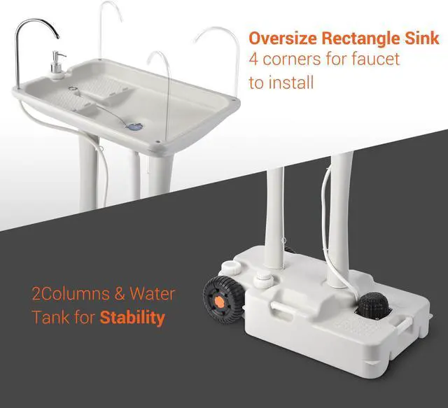 Yescom 30L Portable Handwash Stand Oversize HDPE Camping Sink Water ...