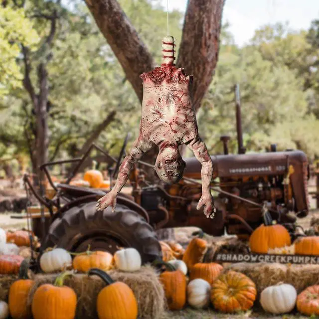 37" Animated Halloween Prop Half Body Skinned Hanging Corpse Torso ...