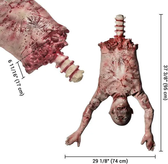 37" Animated Halloween Prop Half Body Skinned Hanging Corpse Torso ...