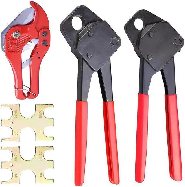 1/2" 3/4" PEX Crimper Set Tube Crimping Tool Kit with Go/no Go Gauge ...