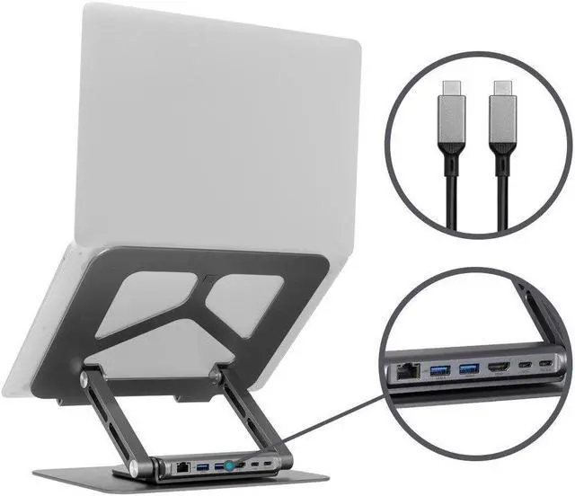 Monoprice 6-in-1 Z-Fold Laptop Stand and USB-C Docking Station with 4K ...