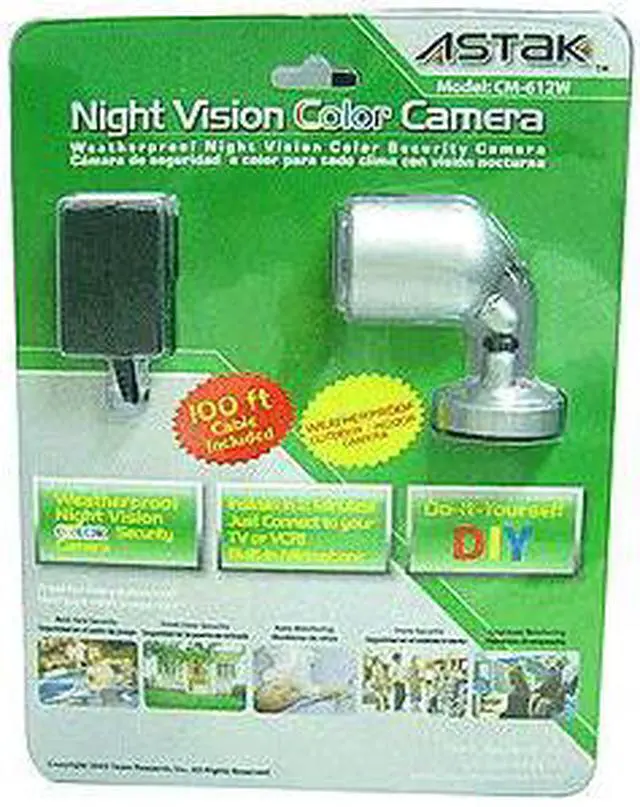 ASTAK CM-612W Weatherproof night vision color security wired camera w ...