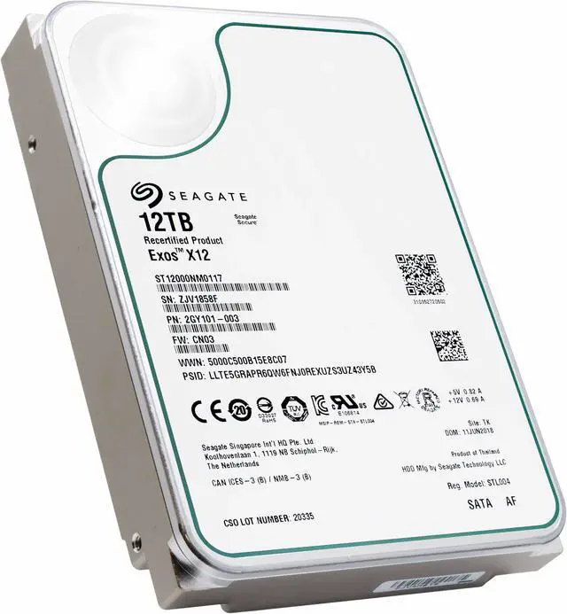 Refurbished: Seagate Exos X12 12TB 7200 RPM SATA 6Gb/s 3.5" Enterprise ...
