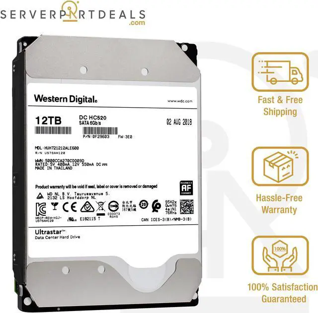 Refurbished: WD/HGST UltraStar He12 DC HC520 | 12TB Enterprise HDD SATA ...