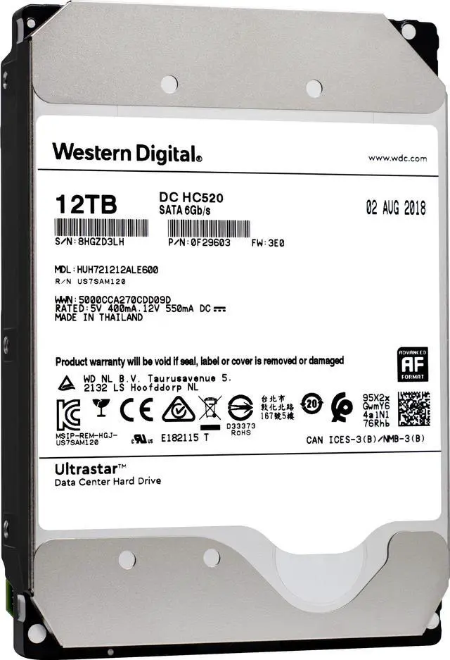 Refurbished: WD/HGST UltraStar He12 DC HC520 | 12TB Enterprise HDD SATA ...