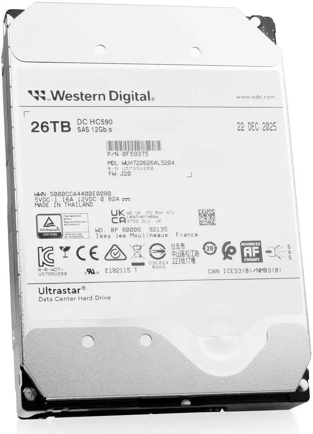 Western Digital Ultrastar DC H590 WUH722626AL5204 0F59375 26TB 7200 RPM ...