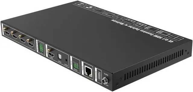 BZBGEAR 4x1 4K UHD HDMI Seamless Switcher/Scaler/MultiViewer with IP/RS-232/Audio De-embedding ...