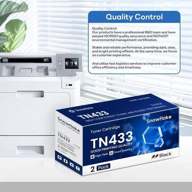 TN-433BK TN433BK 2-Pack High Yield Black Toner Cartridge Compatible ...