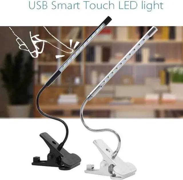 Small Black Table lamp USB Smart LED Touch Dimmable Flexible USB Eye ...