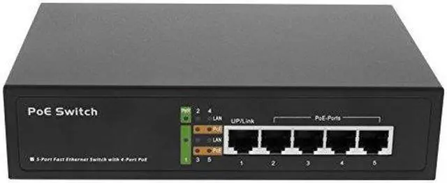 BV Tech POE-SW501 4-Port Full Power PoE Switch, 4 PoE Ports + 1 Uplink ...