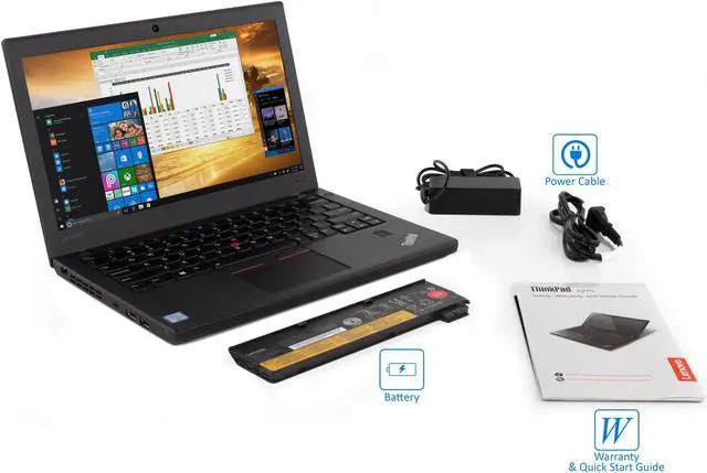 Lenovo ThinkPad X270 Notebook, 12.5" IPS HD Display, Intel Dual-Core i7 ...