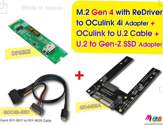 M.2 M-key PCIe Gen 4 with ReDriver to OCulink 4i & OCulink 4i to U.2 ...