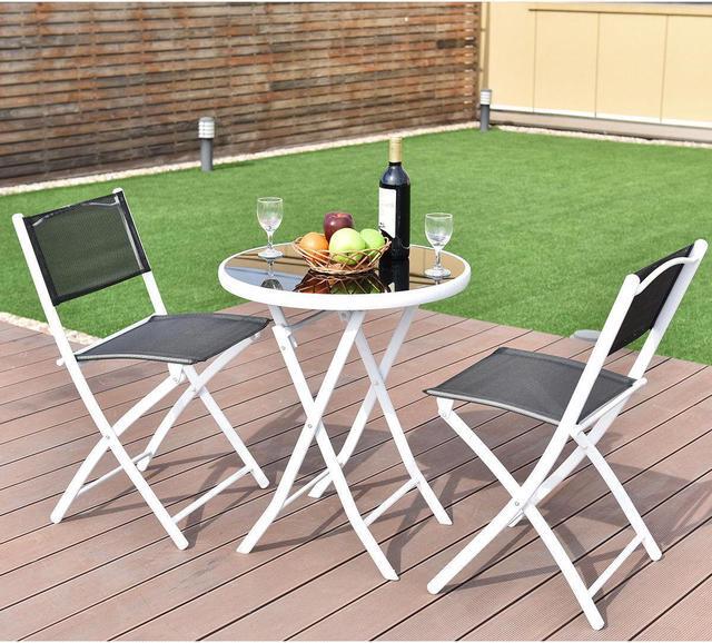 Costway 3 pcs folding garden patio table chairs set store