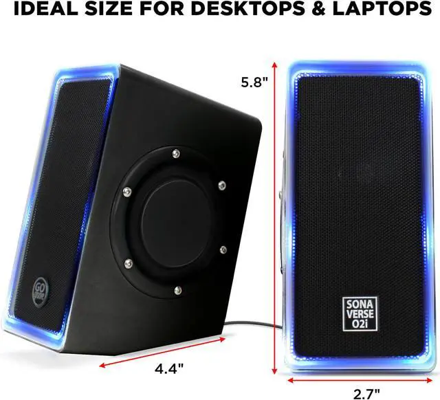 GOgroove SonaVERSE O2i Glowing LED Computer Speaker System - Black ...