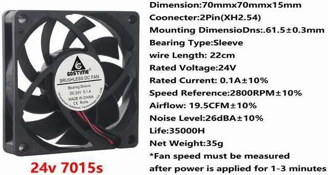 5 pcs 7cm PC Case CPU Cooler 70mm x 15mm 24V DC Motor Brushless Cooling ...