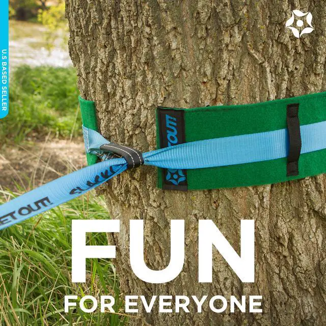 Get Out!™ Full Classic Slackline Kit with Helpline, Tree Protectors and ...