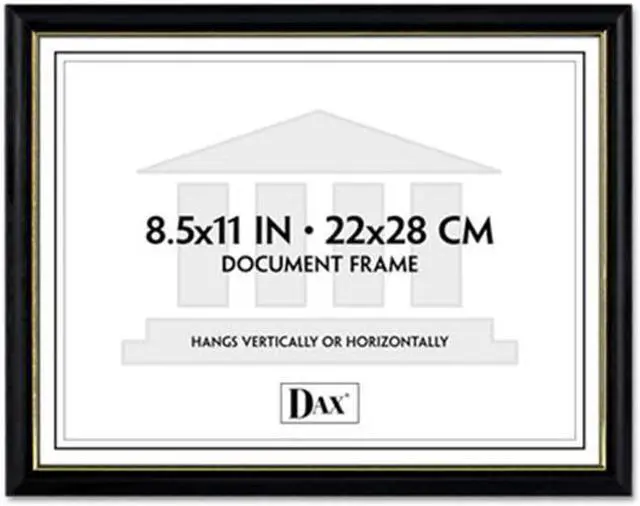Two-Tone Document/Diploma Frame, Wood, 8-1/2 X 11, Black W/Gold Leaf T ...