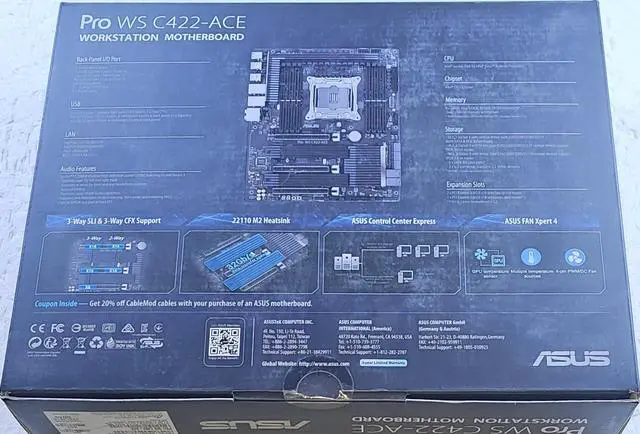 ASUS Pro WS C422-ACE Intel ATX LGA 2066 Workstation motherboard with ...