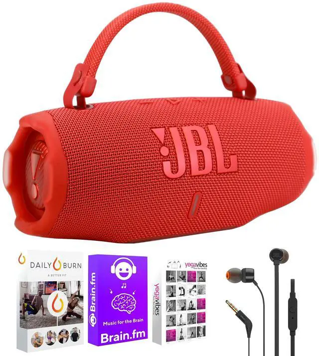 JBL Charge 6 Portable Waterproof Bluetooth Speaker (Red) with T110 in ...
