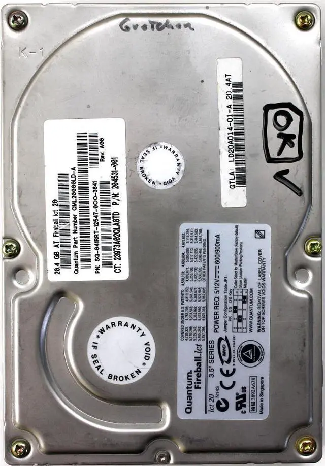 Refurbished: 20.4GB AT FIREBALL lct20 QML20000LD-A SG-041RRT 204531-001 ...