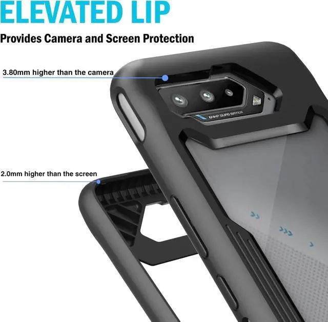 Black Rugged Case Clear Hard Acrylic Cover for Asus ROG Phone 5 Pro ...