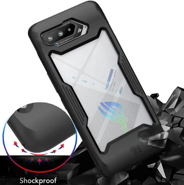 Black Rugged Case Clear Hard Acrylic Cover for Asus ROG Phone 5 Pro ...