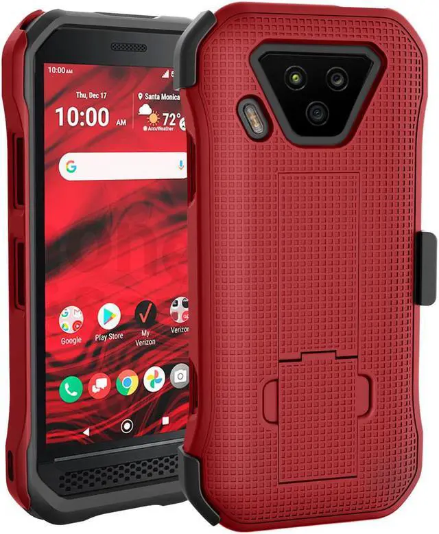 Red Hard Case Cover and Belt Clip Holster for Verizon Kyocera DuraForce ...