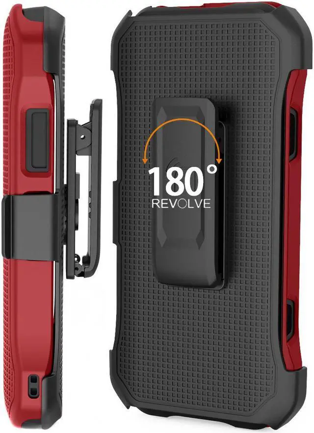 Red Hard Case Cover and Belt Clip Holster for Verizon Kyocera DuraForce ...