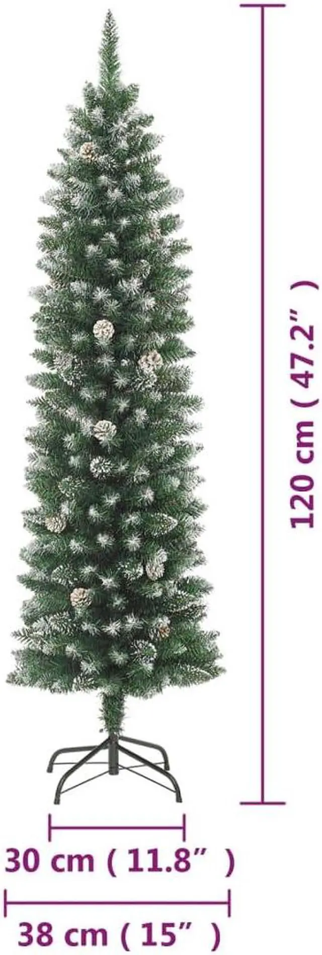 vidaXL Artificial Slim Christmas Tree with Stand 4 ft PVC - Newegg.com