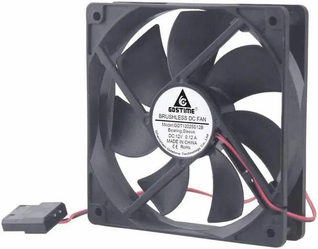 2 Pcs 2 Wire 4Pin Connector 120mm 120x120x25mm DC 12V PC Computer Case ...