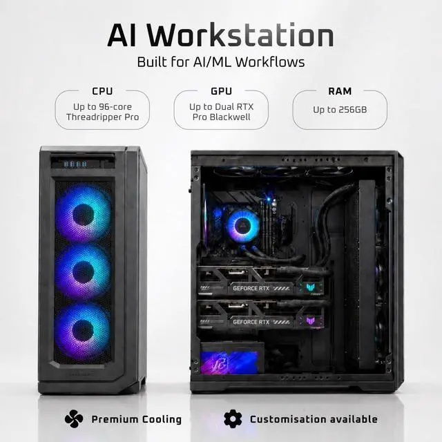 ArsenalPC ES620 Dual GPU Workstation - AMD Ryzen 9-9950X 16 core 4.3GHz ...