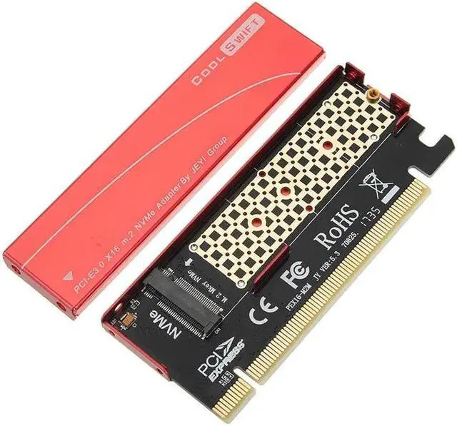 JEYI 2Pcs Cool Swift NVME X16 PCI-E Riser Card M.2 2280 Dust-proof ...