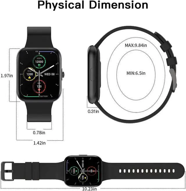 Smart Watch, 1.69'' Smartwatch for Android Phones and IOS Phones ...