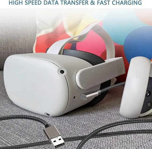 for Oculus Quest 2 Link Cable 10FT/3M, 90 Degree Nylon Braided Link ...