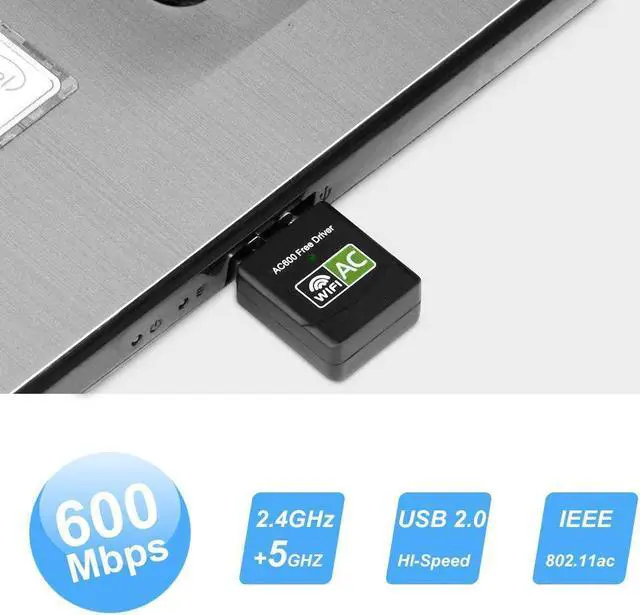 WLAN Adapter, WiFi Stick 600Mbps Dual Band 2.4GHz/5GHz Wireless USB ...