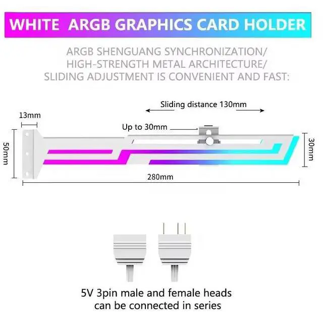 ARGB GPU Holder Adjustable Height Horizontal AURA SYNC Graphics Card ...