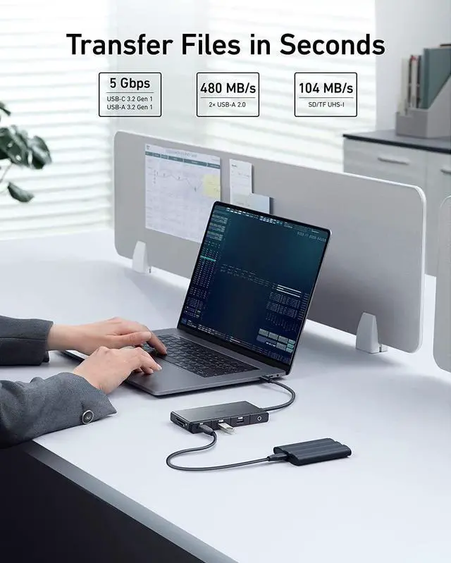 Anker USB C Hub, 552 USB-C Hub (9-in-1, 4K HDMI) with 100W Power Delivery, 4K@30Hz HDMI, 4 USB-C ...