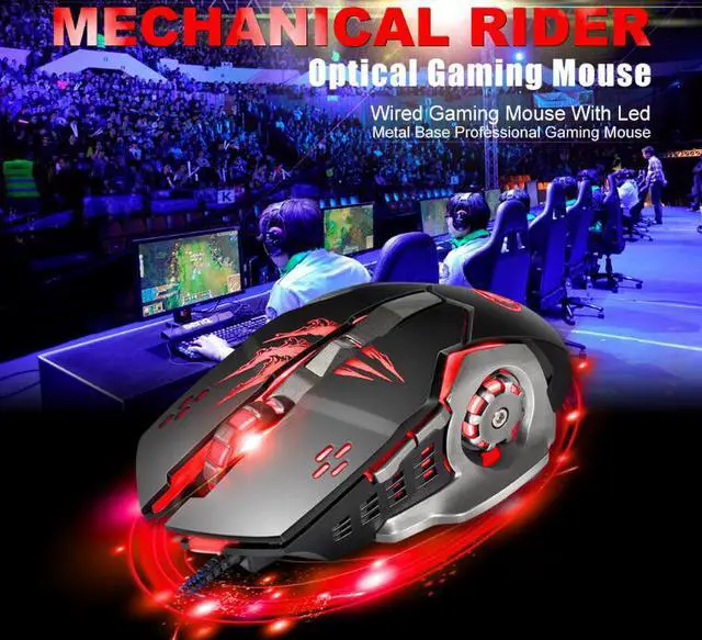 Apedra Programmable Wired A8 USB Ergonomic 3200DPI Optical Gaming Mouse ...