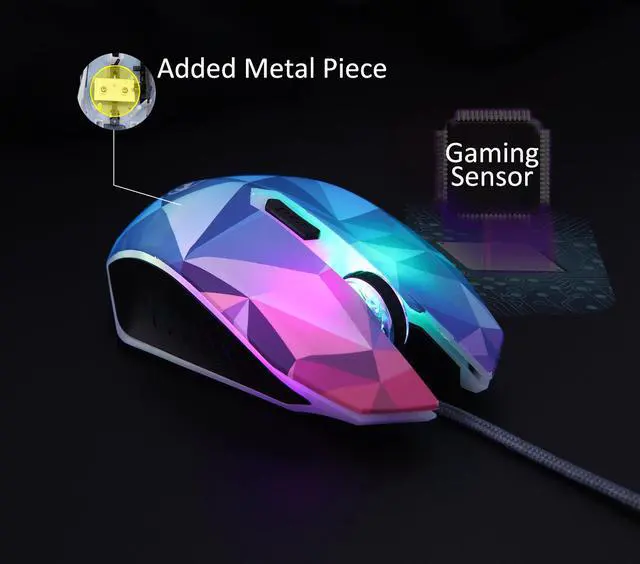 LUOM W20 Gaming Mouse 2400 dpi Adjustable Dazzle Colour Diamond Edition ...